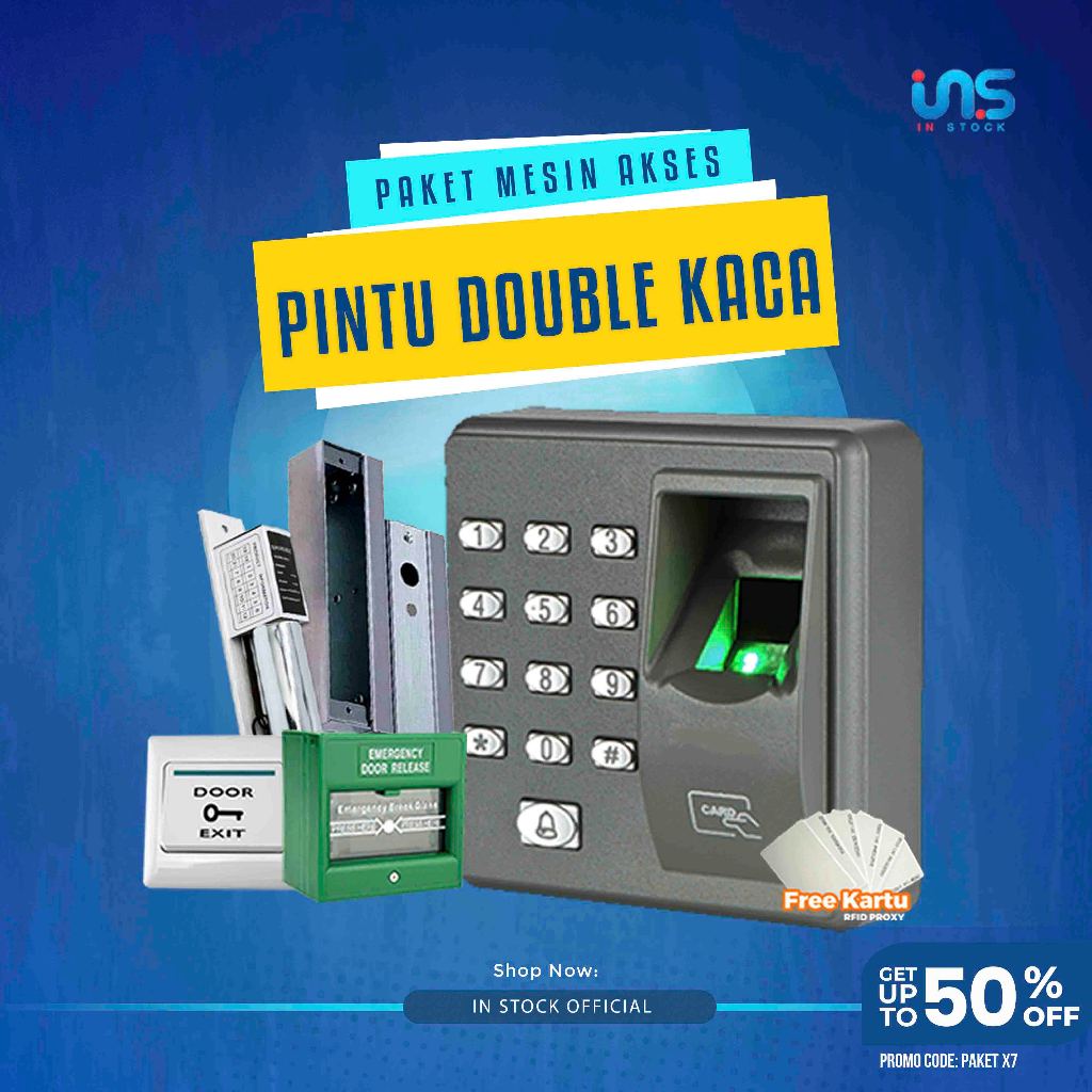 Jual Paket Mesin Akses Kontrol Pintu Kaca ZKTECO X7 / X6 Dan Drop Bolt + Bracket U | Shopee ...