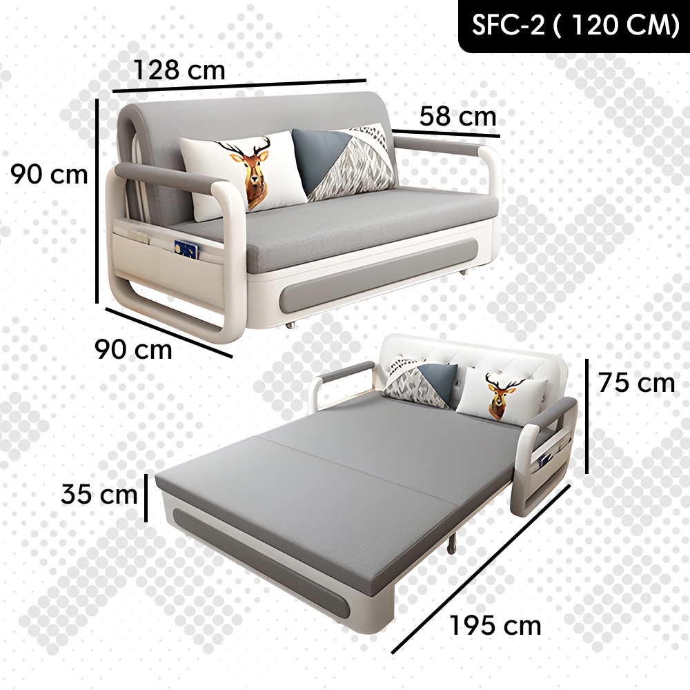 Jual Sofa Bed Lipat Sofa Ukuran 120CM Tidur Sofa SFC-1 dan 2 Kasur Aesthethic Tempat Duduk Lipat ...