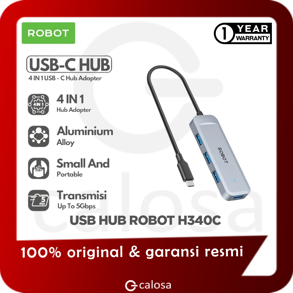 Jual ROBOT H340C USB HUB TYPE C ORIGINAL BERGARANSI RESMI | Shopee ...