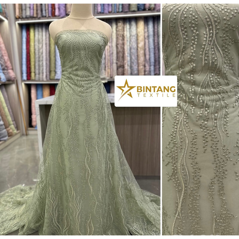 Jual Bahan kain Brokat brukat tule tile Bordir / Bahan kain kebaya ...