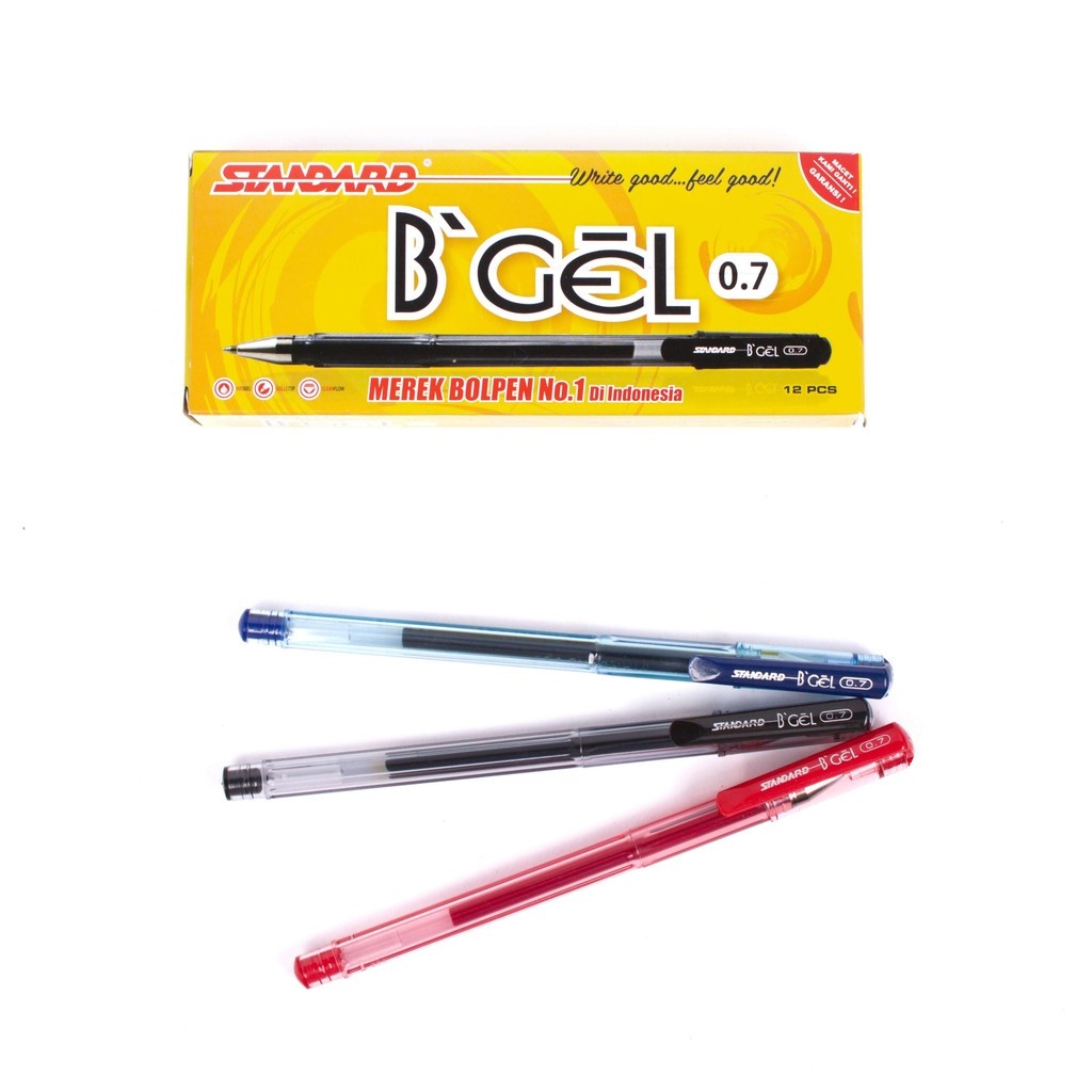 Jual STANDARD BALLPOINT B-GEL HITAM, BIRU, MERAH 0.7MM - BULPEN ...