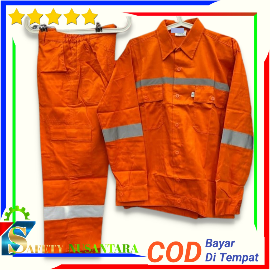 Jual Wearpack Safety Setelan Baju Celana Lengan Panjang Orange ...
