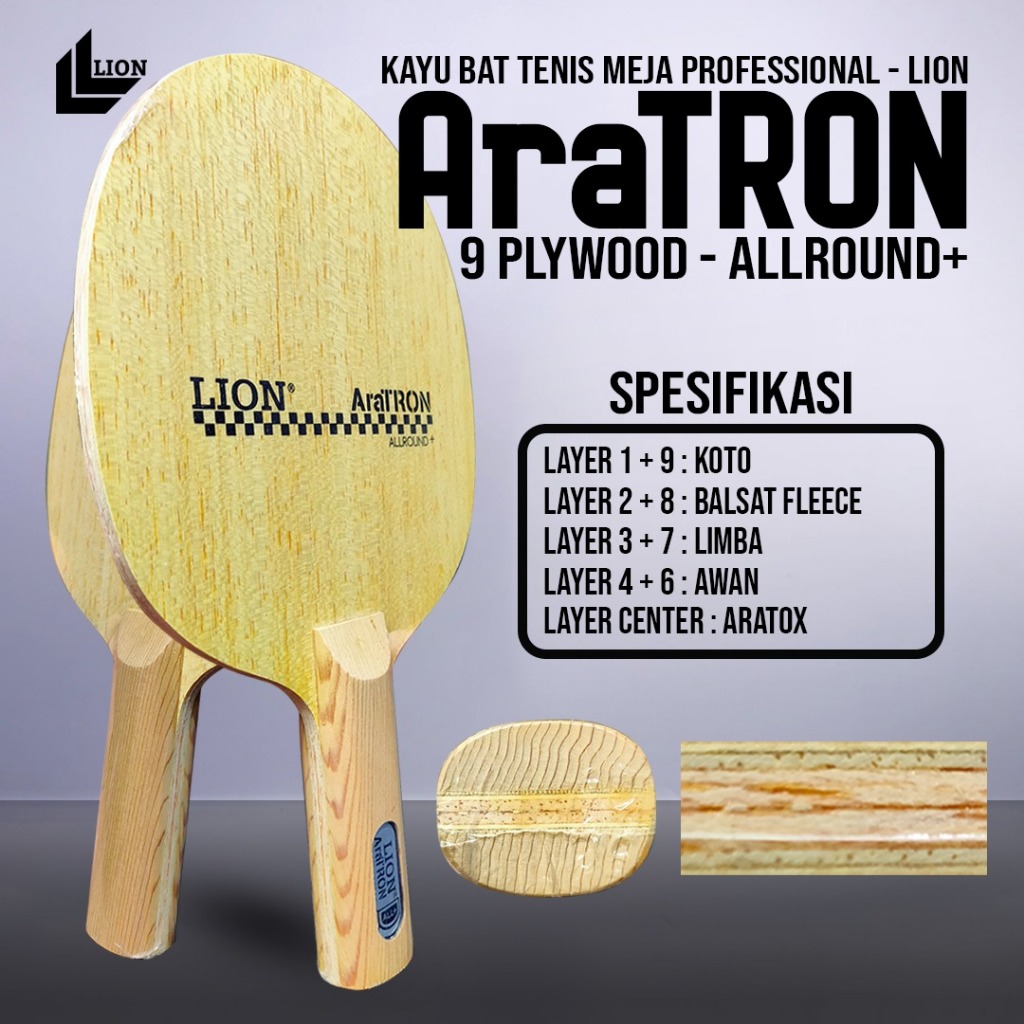 Jual Kayu Bat Tenis Meja Pingpong Lion Aratron Allround Plus All+ | Shopee Indonesia