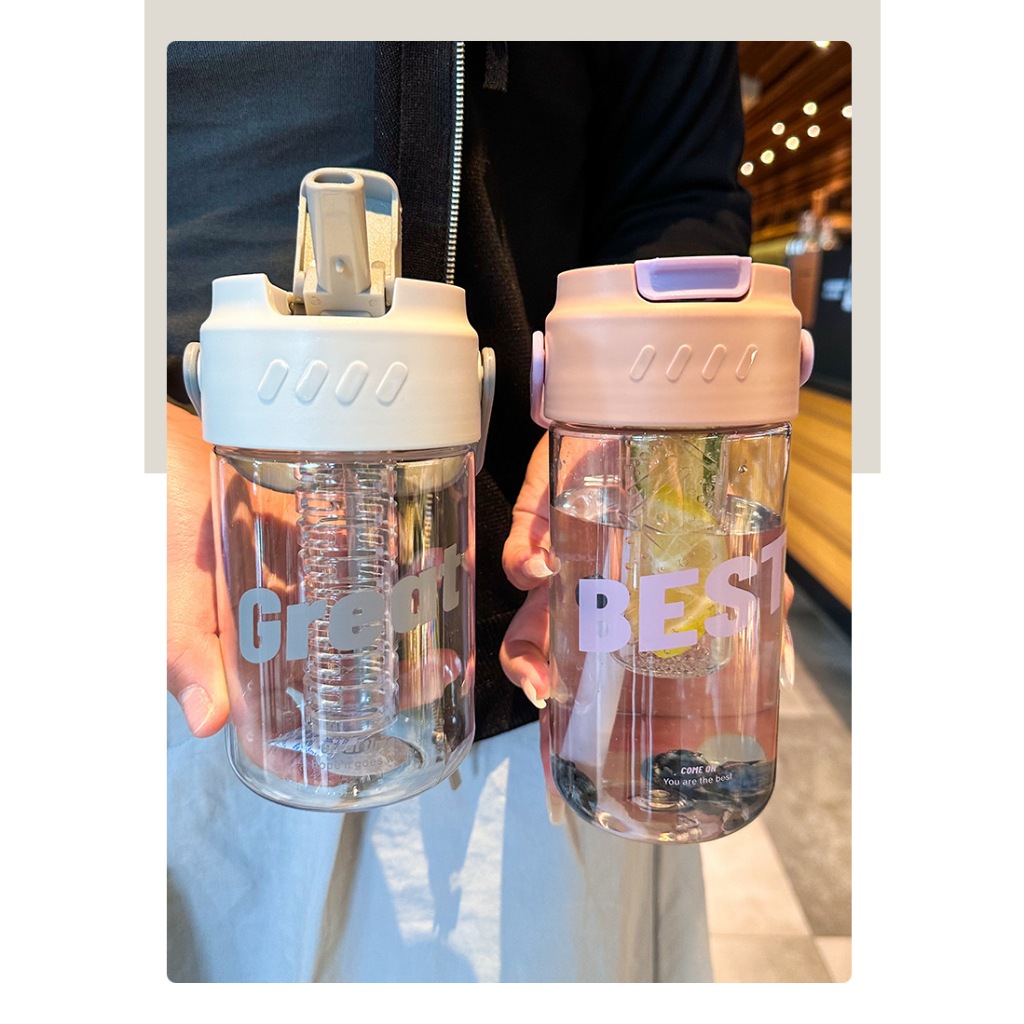 Jual Botol Minum Aesthetic 800 ML Infuser Dan Sedotan | Shopee Indonesia