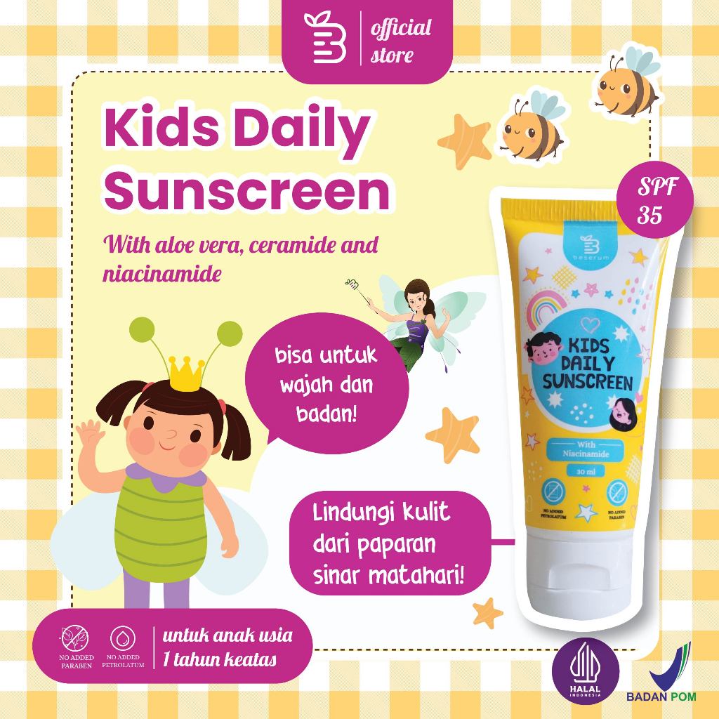 Jual BESERUM Sunscreen Kids SPF35 - Physical Sunscreen Anak Wajah Dan ...