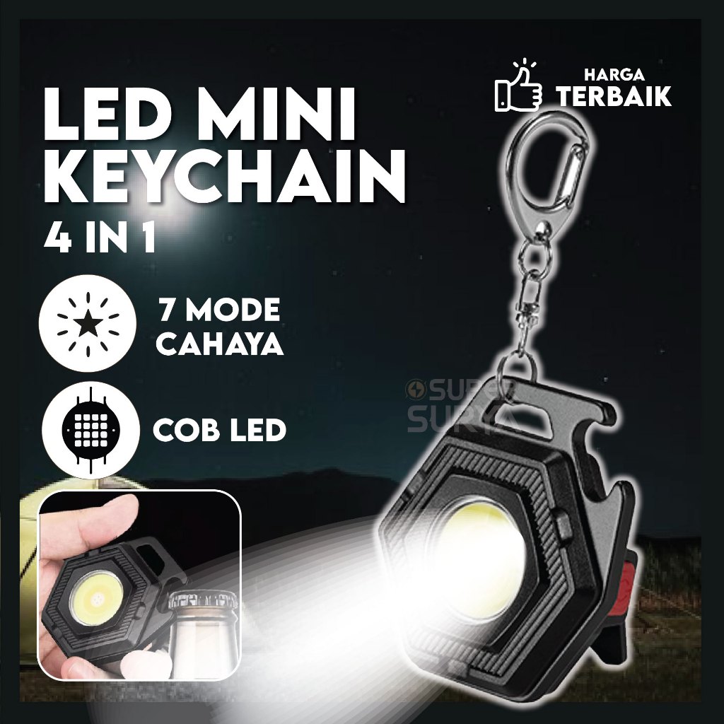 Jual Lampu LED Mini Keychain 4in1 7 Mode Cahaya Senter Camping COB USB ...