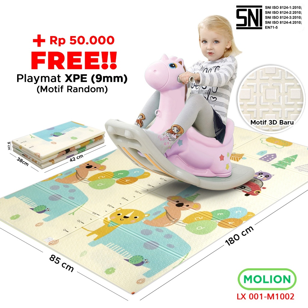 Jual MOLION SNI Mainan Kuda Kudaan Rocking Horse 3in1 Mainan Anak ...