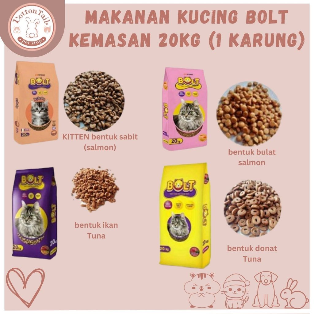 Jual BOLT 1 ZAK - Makanan Kucing BOLT 20kg / Cat Food Bolt Murah 20kg ...
