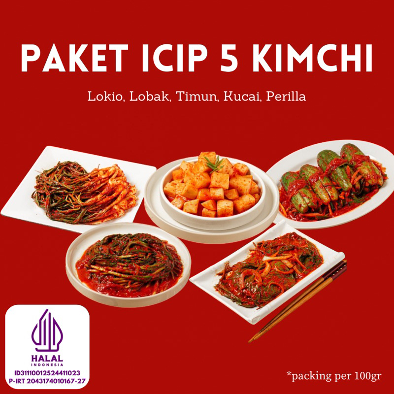 Jual Paket Icip 5 Kimchi (Lokio, Lobak, Timun, Kucai, Perilla) | Shopee ...