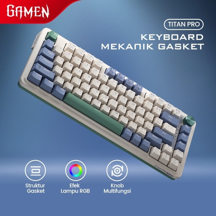 Jual Mechanical Keyboard GAMEN Titan PRO Gasket Design RGB knob Blue ...