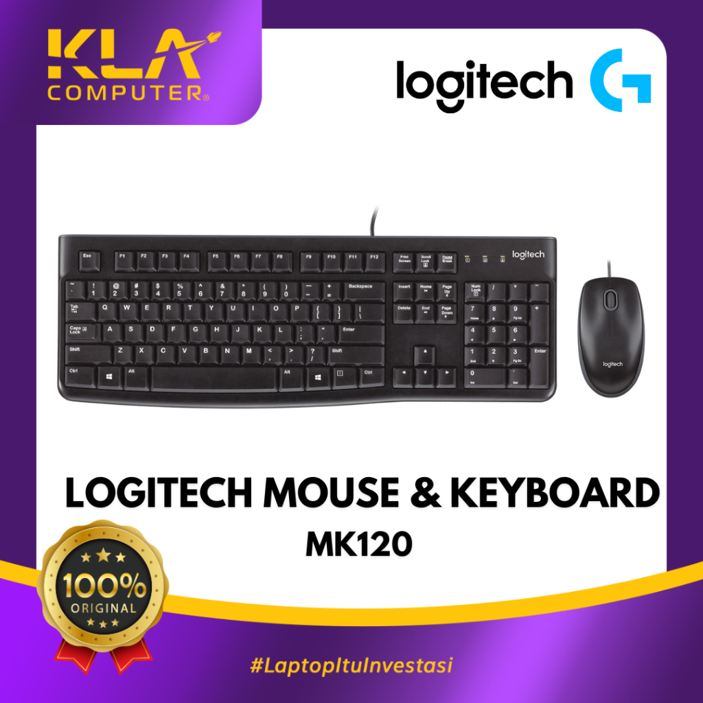 Jual Logitech MK120 Combo Keyboard dan Mouse Kabel USB | Shopee Indonesia