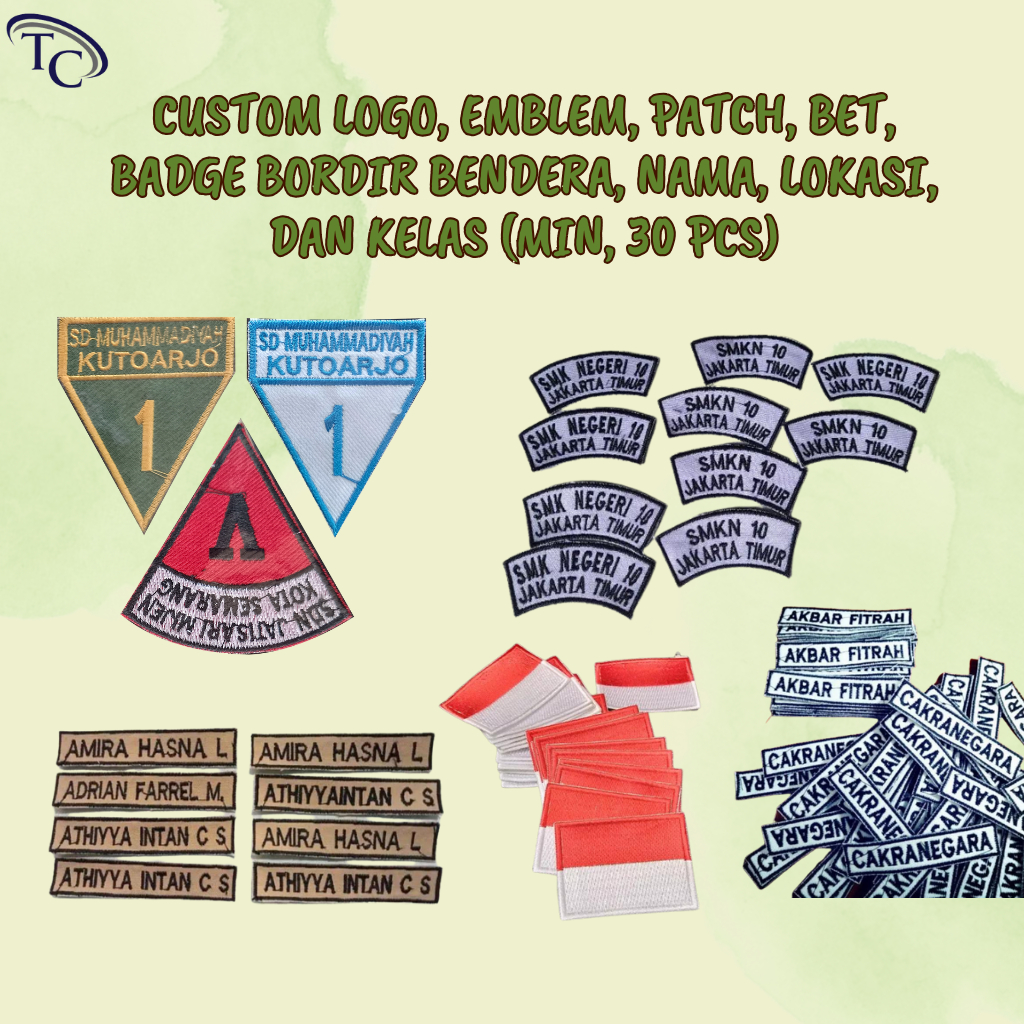 Jual Custom Logo Patch Bet Bed Badge Bordir Nama, Kelas, Lokasi ...