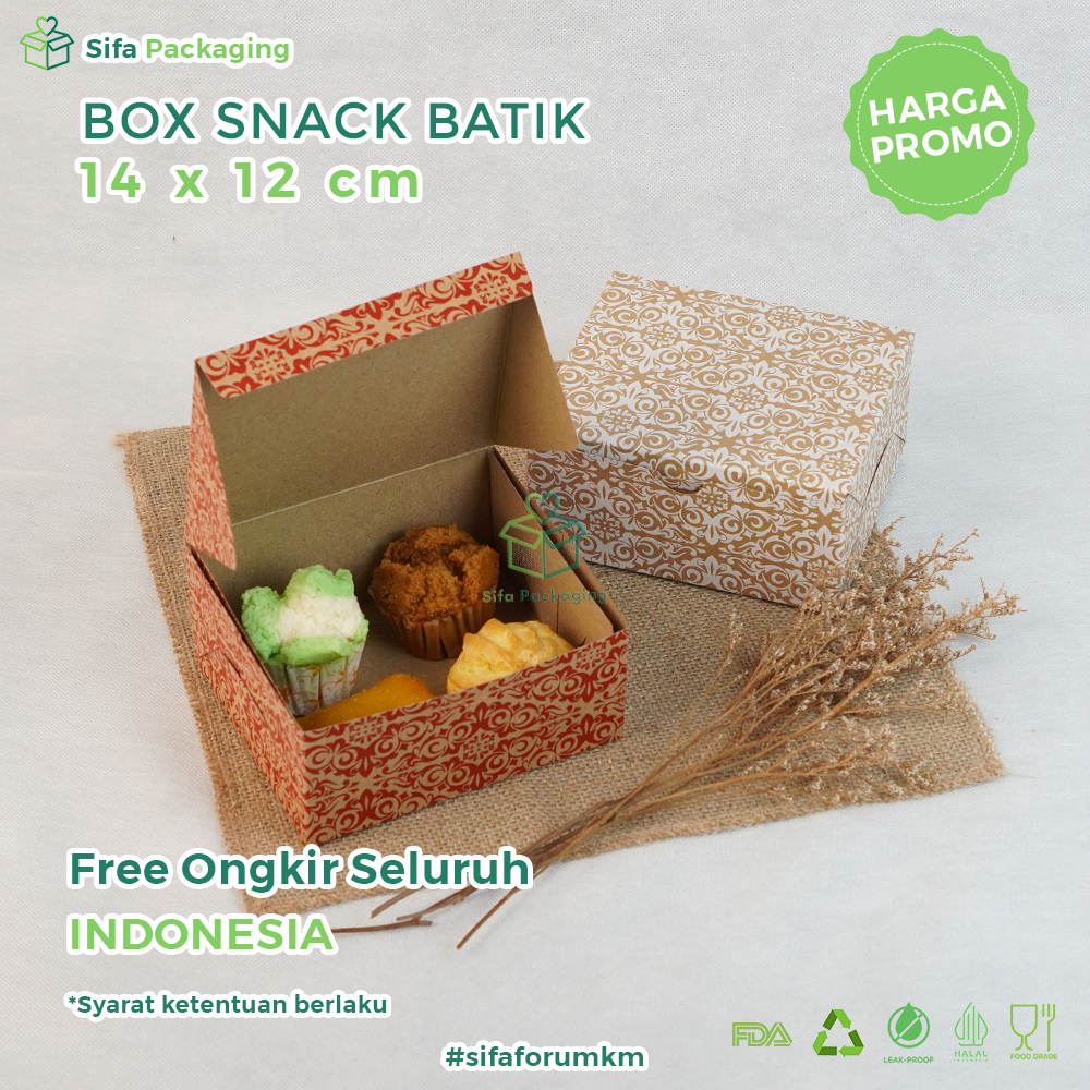 Jual Snack Box 14x12 Kraft Batik Dus Kue Box Snack Kotak Donat Bolu ...