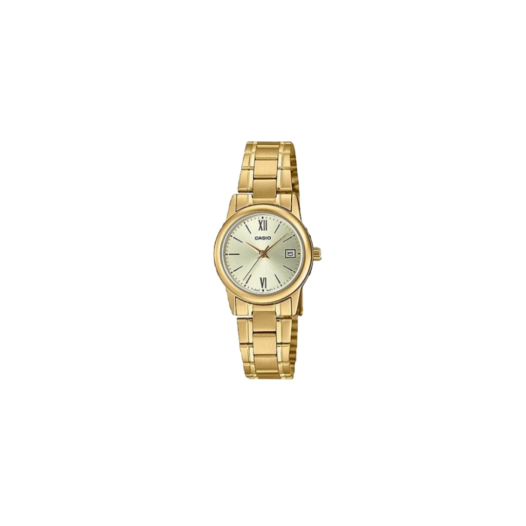 Jual Jam Tangan Casio Analog Gold Stainless Steel Strap 25mm Women LTP-V002G-9B3UDF | Shopee ...
