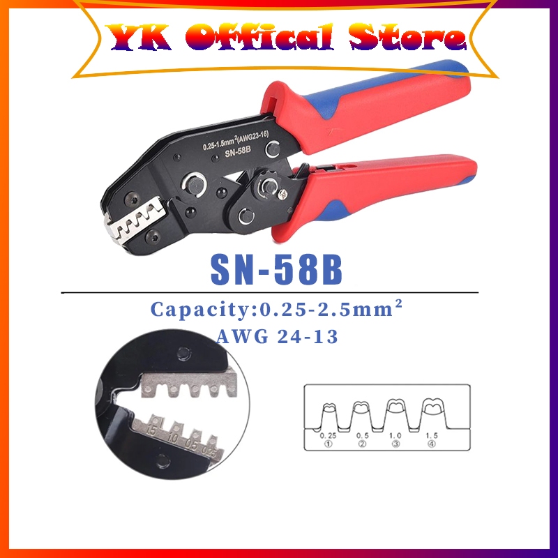 Jual SN-58B 0.25-1.5mm², AWG24-16 Crimper Non-terisolasi untuk Dupont Jumper Wire EPS PCIE SATA ...