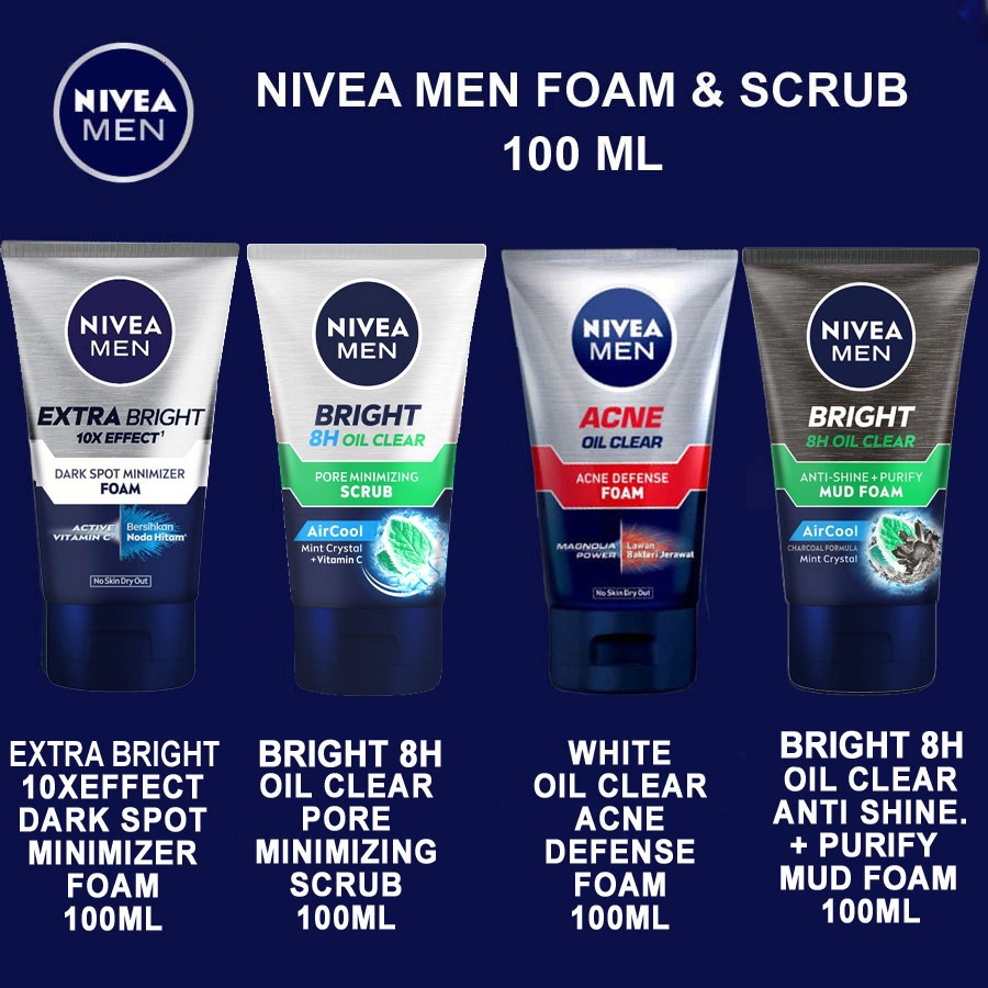 Jual NIVEA MEN EXTRA WHITE DARK SPOT MINIMIZER FOAM - 100 ML, NIVEA MEN ...