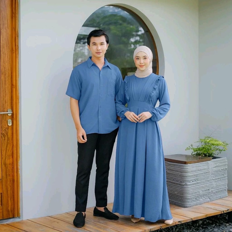 Jual COUPLE SET - MIFA GAMIS DAN KEMEJA CRINKLE AIRFLOW STANDAR DAN JUMBO // COUPLE SET WANITA ...