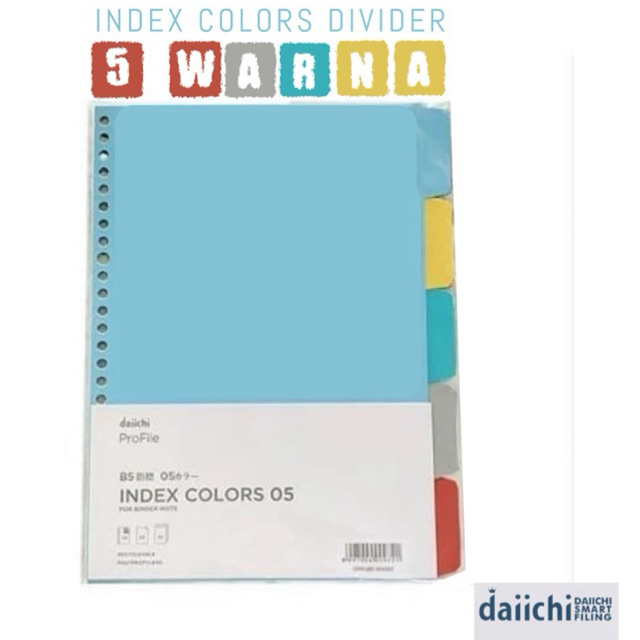 Jual INDEX COLORS 05 DIVIDER DAIICHI A5 dan B5 | 5 COLOR INDEX LOOSE ...