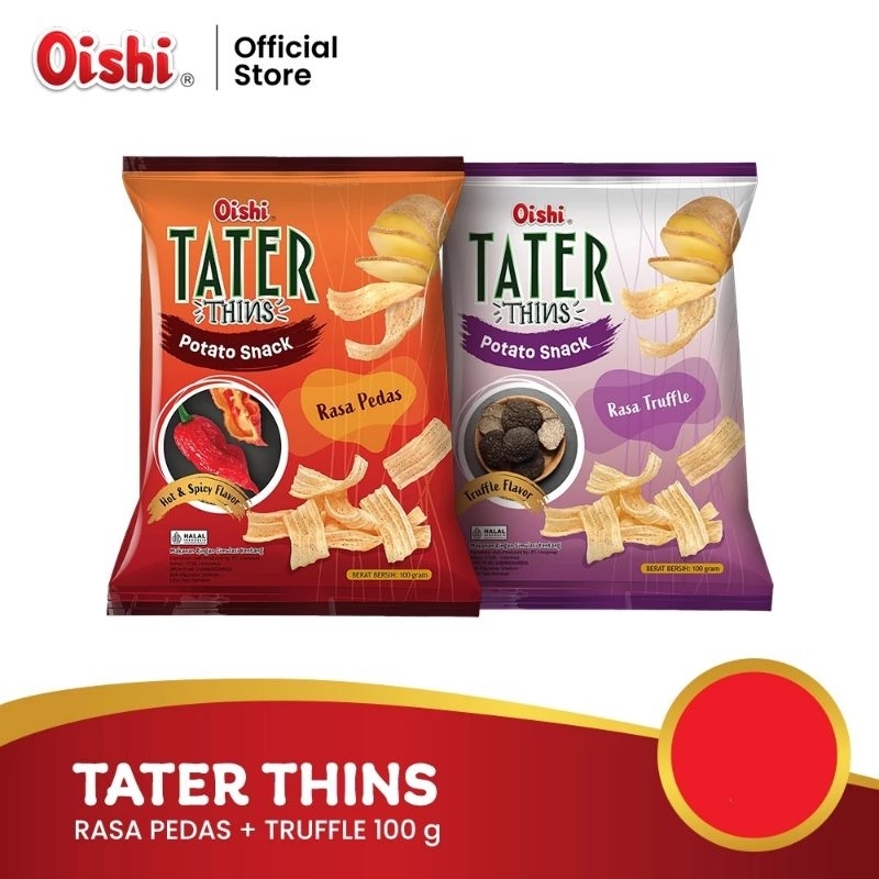 Jual Oishi TATER THINS Snack Kentang rasa truffle / pedas 100 gram ...
