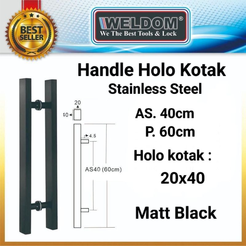 Jual Pull Handle Pintu Stainless Holo Kotak 20x40 As.40cm Panjang 60cm ...