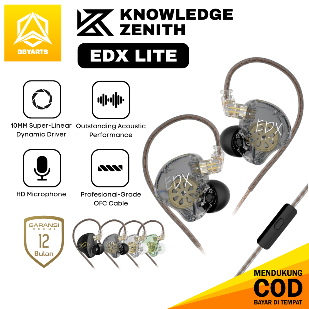 Jual KZ EDX Lite with Mic In Ear Earphone Single Dynamic Driver Headset ...