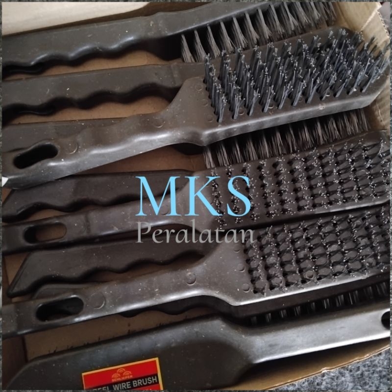 Jual sikat kawat baja gagang plastik wire brush PVC 6 baris | Shopee ...