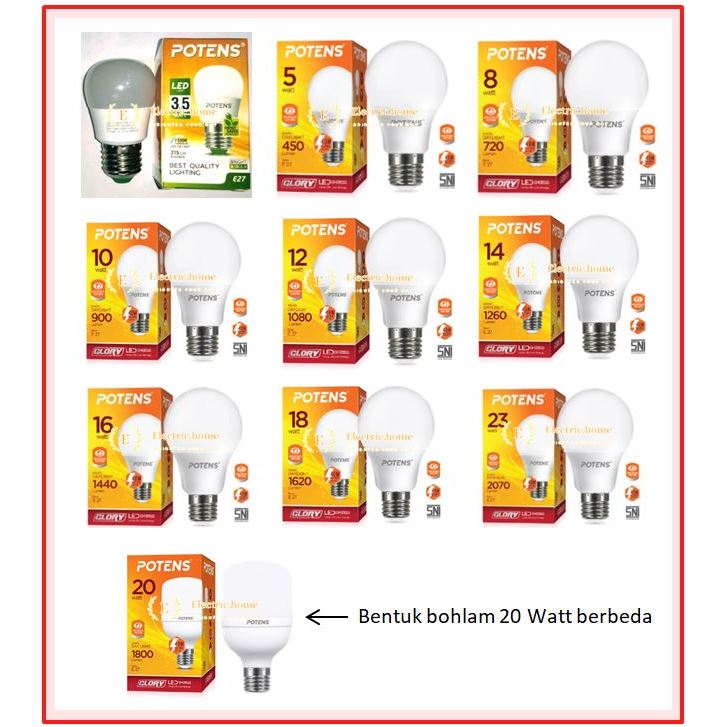 Jual POTENS LAMPU LED BULB 3,5 Watt, 5 Watt, 8 Watt, 10 Watt, 12 Watt ...