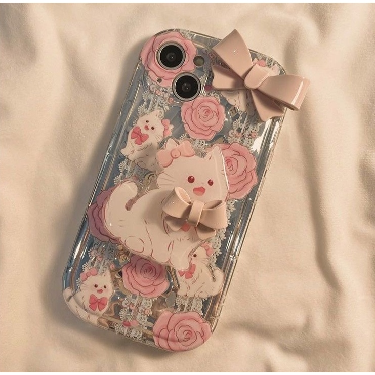 Jual Casing HP iphone + Holder /kucing bunga pink girly cocok untuk ...