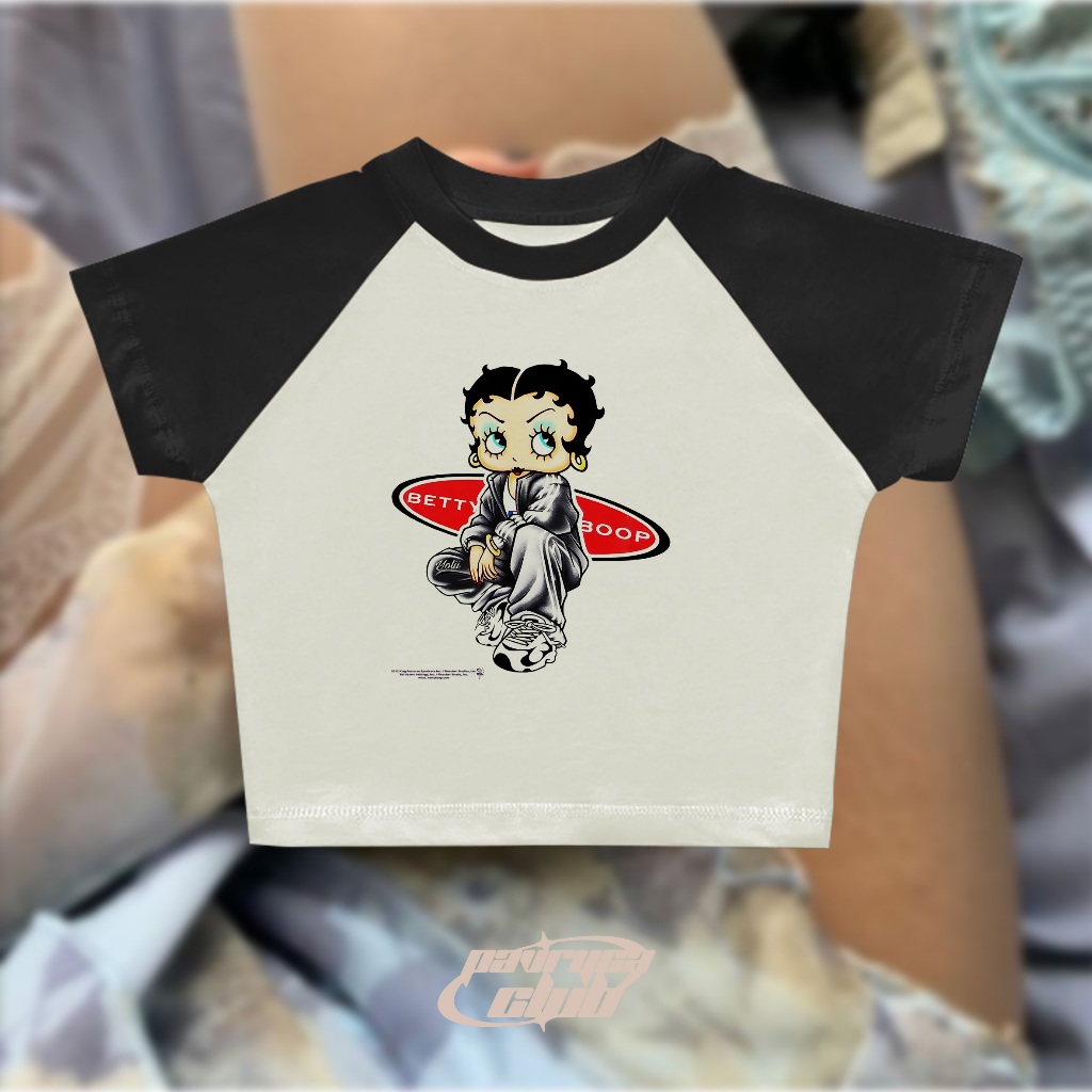 Jual baby tee crop top raglan two tone betty boop swag y2k style ...