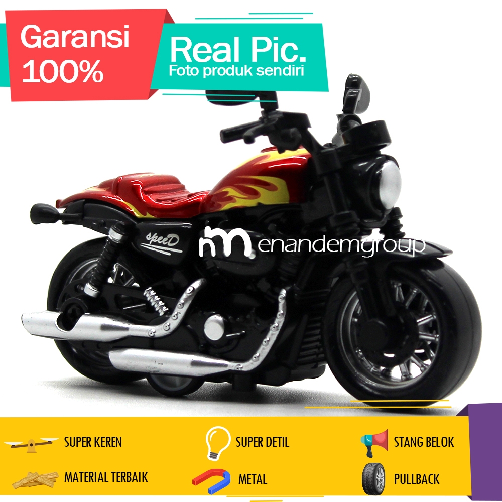 Jual Diecast Miniatur Mainan Motor Besar Moge Harlem Speed Pullback ...