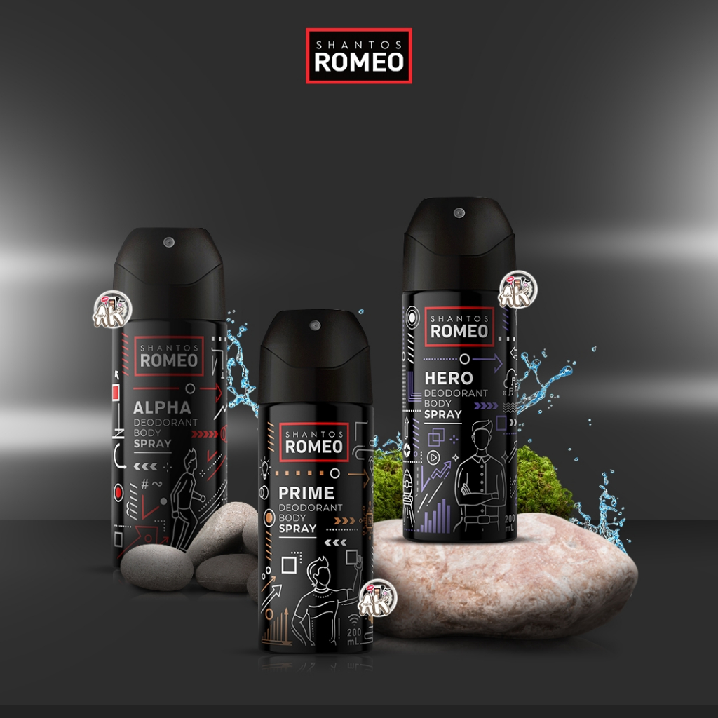Jual SHANTOS ROMEO DEO BODY SPRAY PRIA 200ML SERIES ( ALPHA / HERO ...