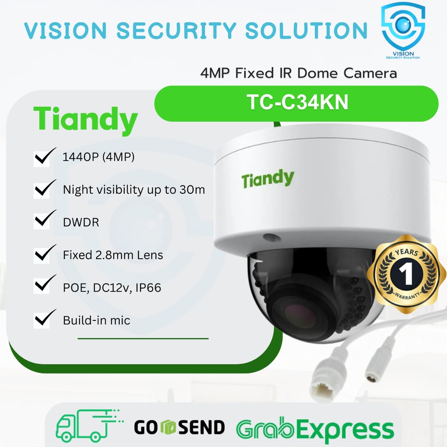 Jual Tiandy TC-C34KN 4MP IP Camera CCTV Indoor AUDIO POE IR - Smart CCTV Indoor - Garansi Resmi ...