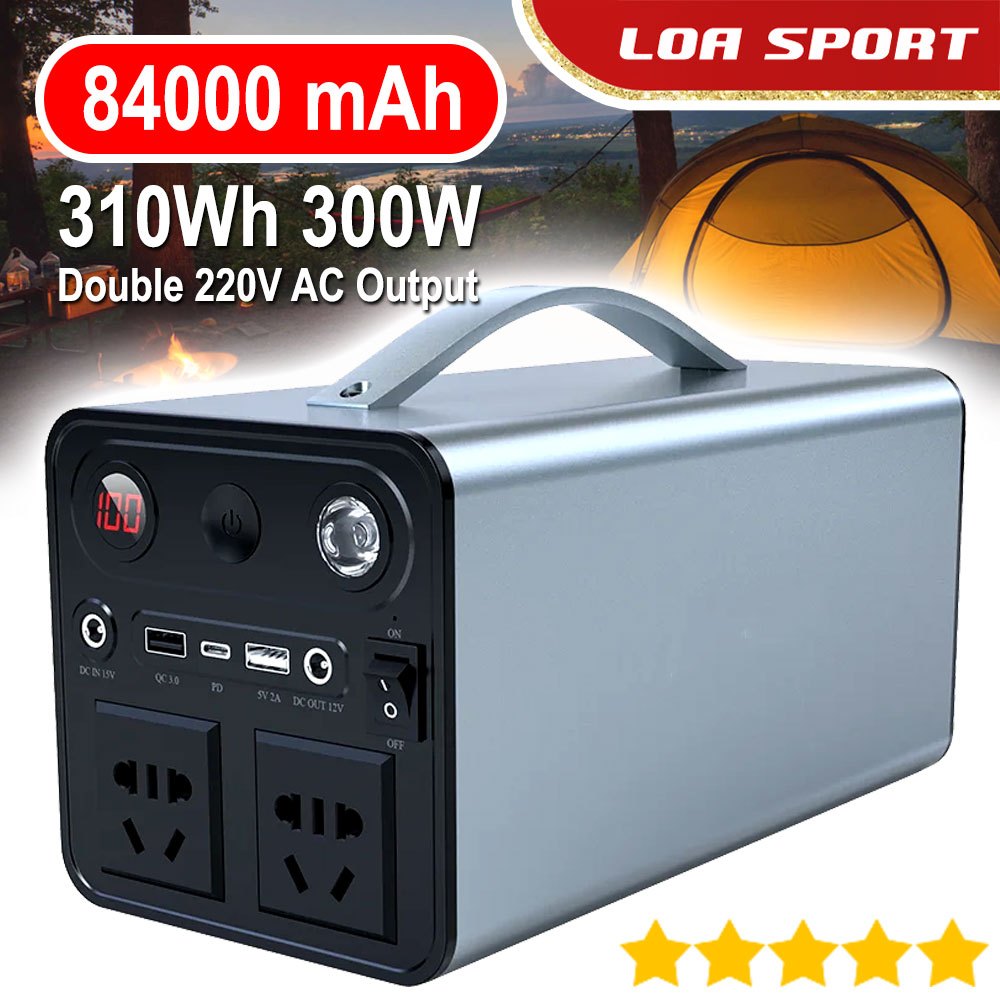 Jual Powerbank Camping 84000mAh 310Wh 300Watt 2 AC Out 220V Pure Sine ...