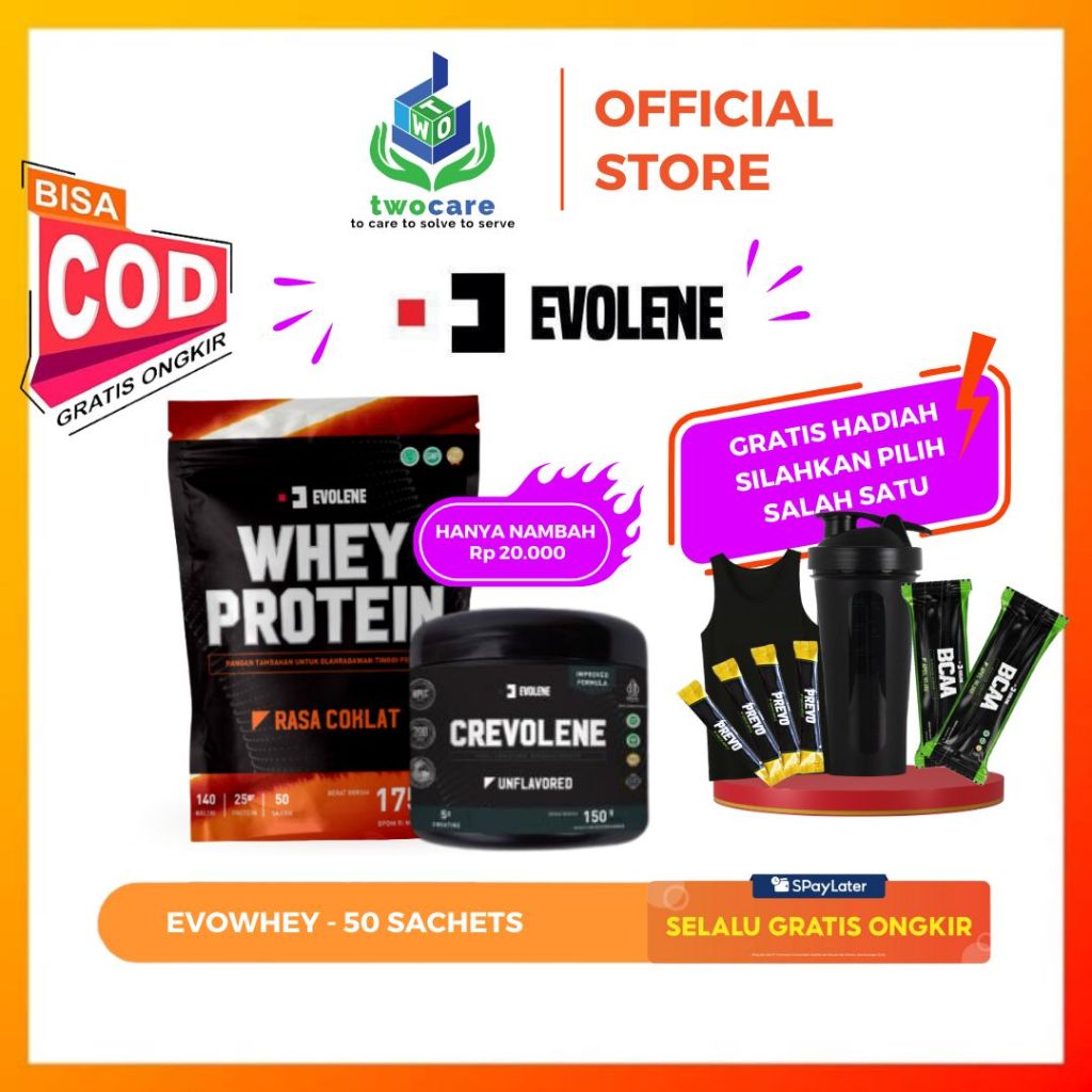 Jual Evolene Whey Protein 50 sachets 1,9 kg/ Evo Whey BPOM dan Halal ...