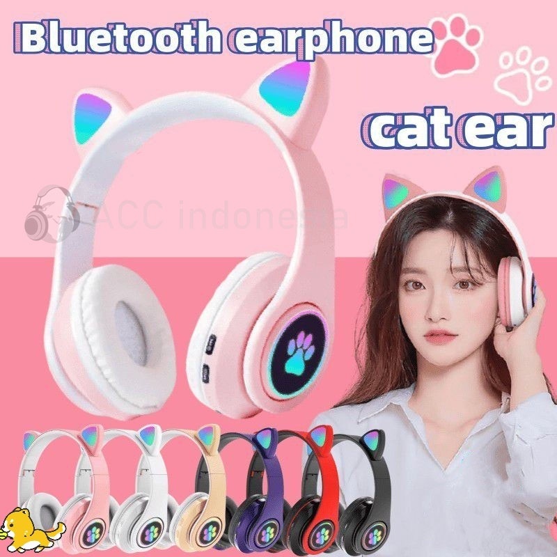 Jual Headphone Bluetooth MZ-023 LED Telinga Kucing Headset Bando ...