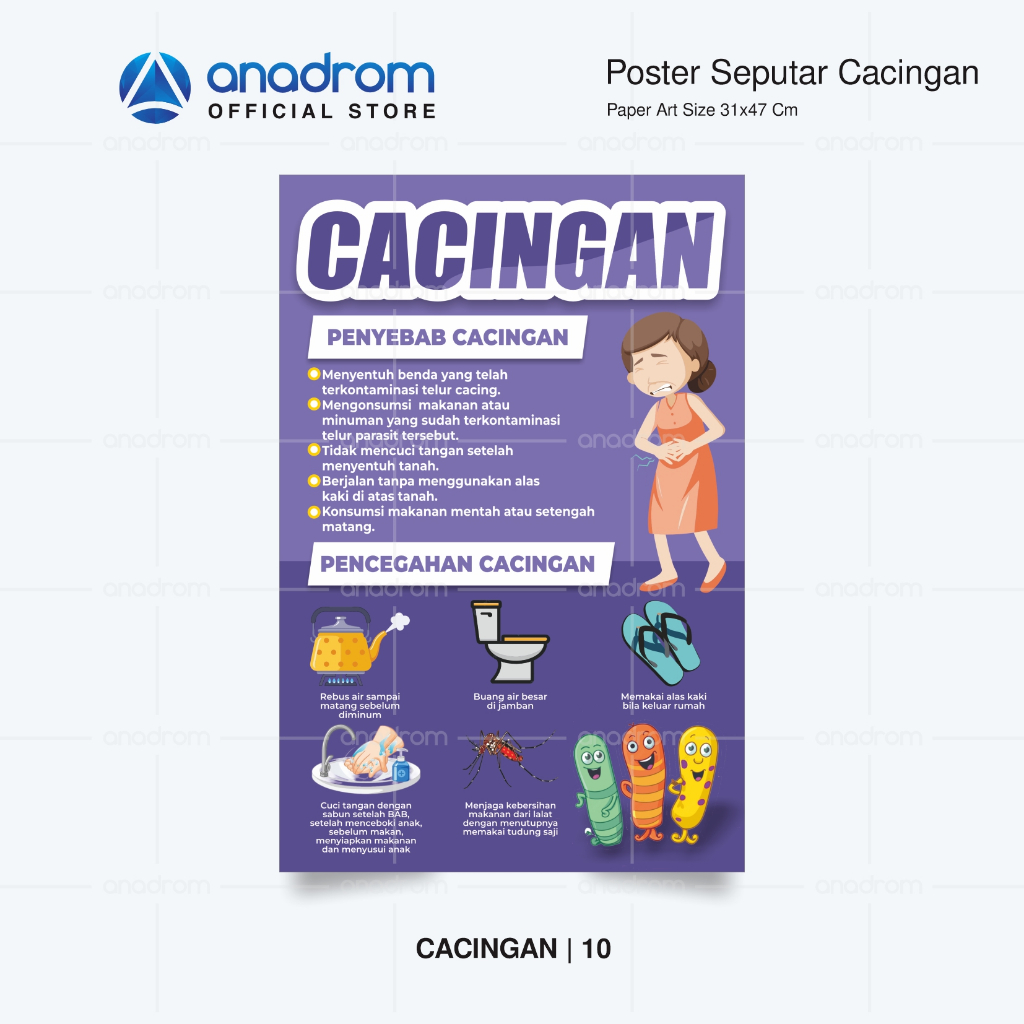 Jual Poster Cegah Cacingan pada Anak | Poster Apa itu Cacingan | Poster ...