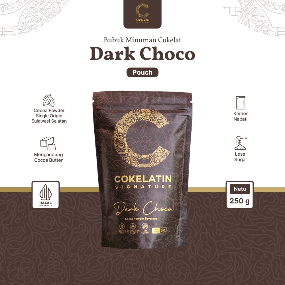 Jual Cokelatin Signature Minuman Seduh Coklat Bubuk Dark Chocolate Pouch Isi 250gr
