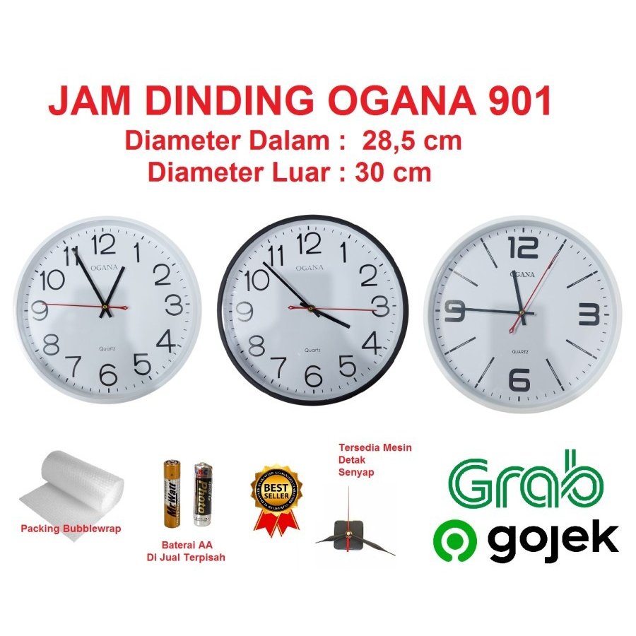 Jual [COD]Jam Dinding Ogana Jumbo Polos Warna | Jam Dinding Bulat ...