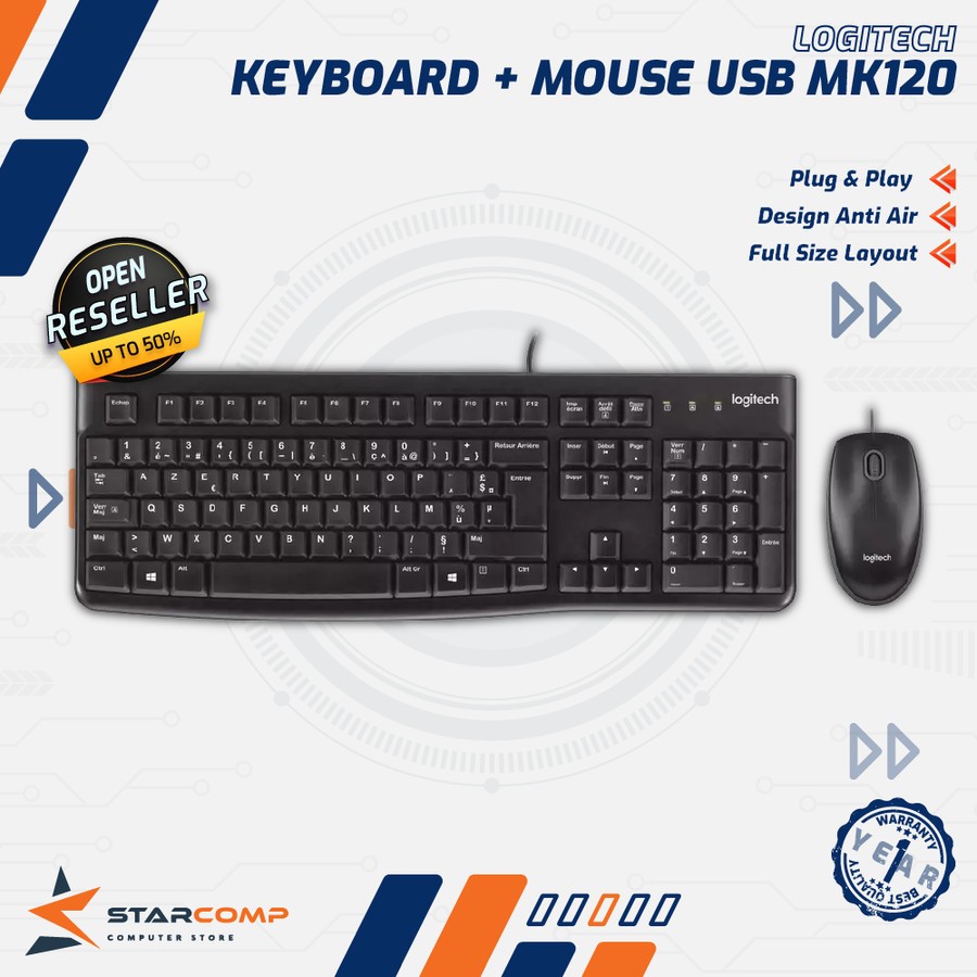 Jual Logitech MK120 Keyboard Mouse USB Kabel Combo | Shopee Indonesia