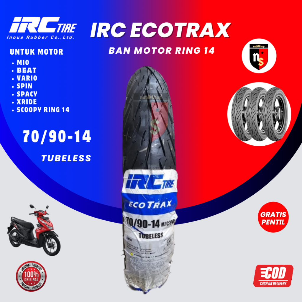 Jual Ban Motor Matic / IRC Enviro 90/90 Ring14 Free Pentil Tubles ...