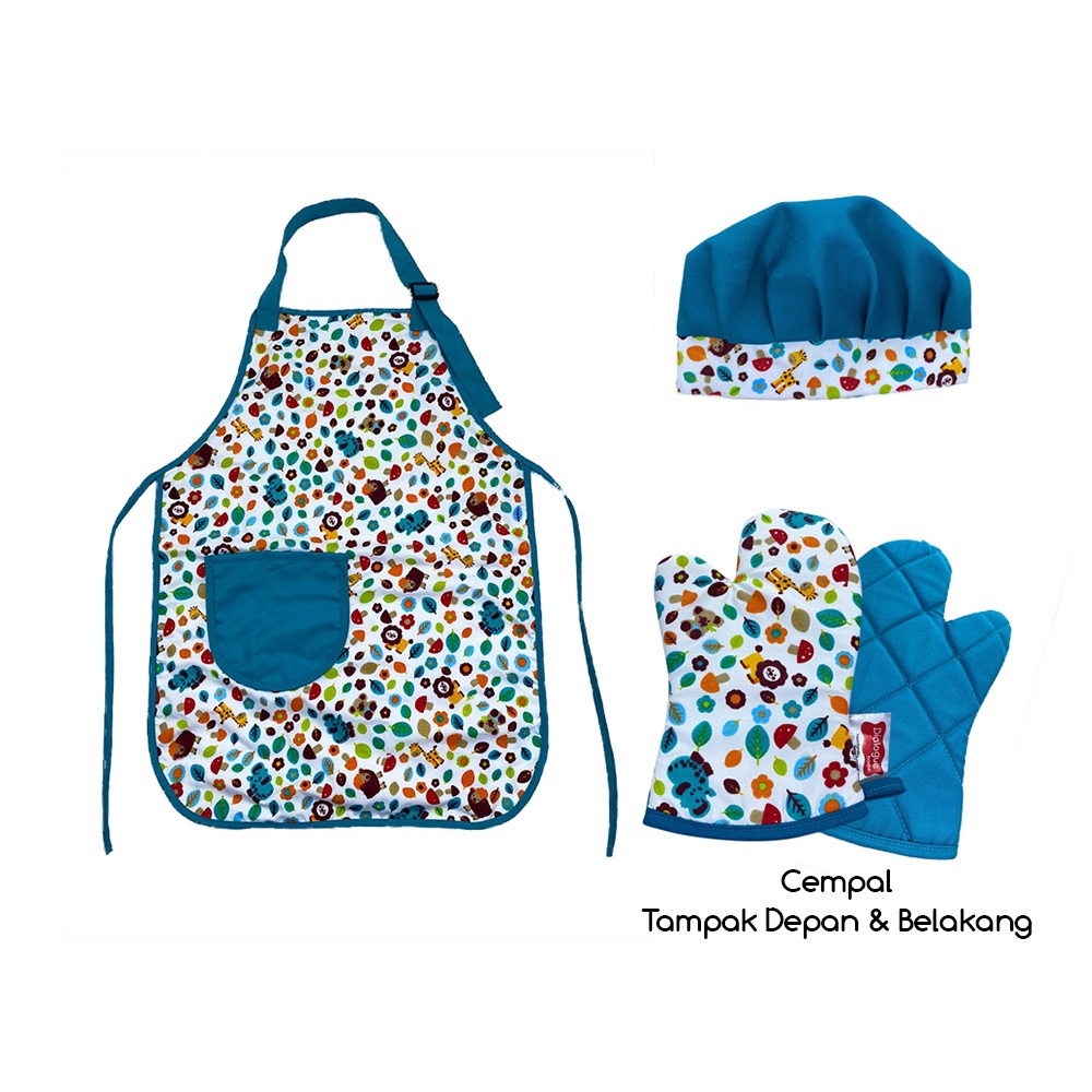 Jual Celemek Anak / Apron Anak / Cemelek Dapur Set Topi + Cempal Tangan ...