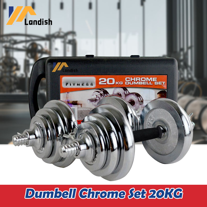 Jual Dumbell Barbel Set Box Full Chrome 20kg Sport Dumbbell Set 20Kg ...