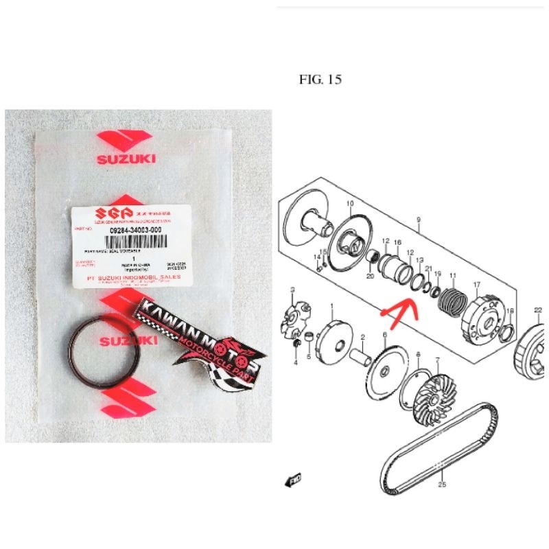 Jual Karet Seal Sil Pully Pulley Suzuki Skywave Spin Hayate Skydrive Nex Lets Address Original ...