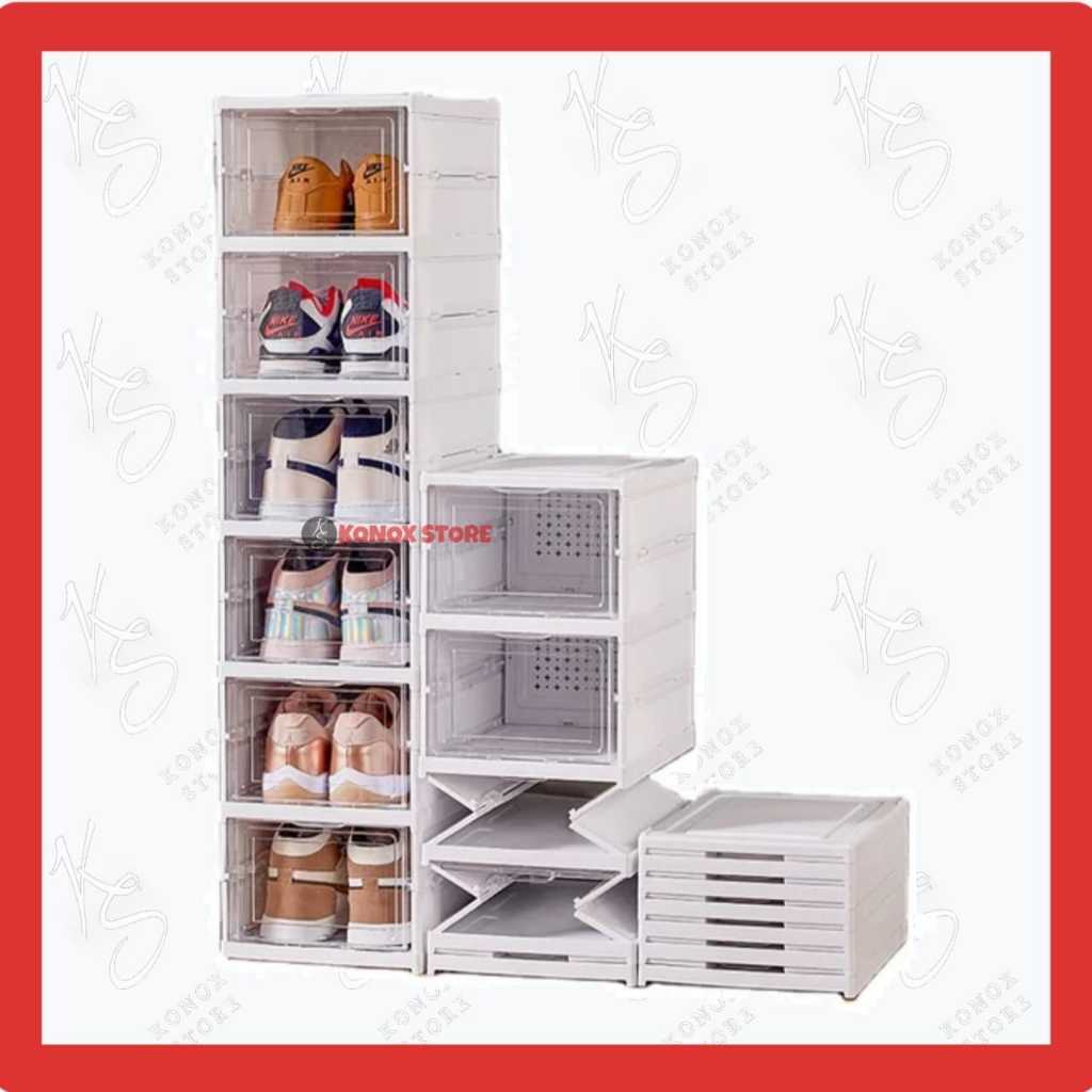 Jual KOTAK SEPATU LIPAT SUSUN PORTABLE ANTI DEBU / LEMARI BOX RAK ...