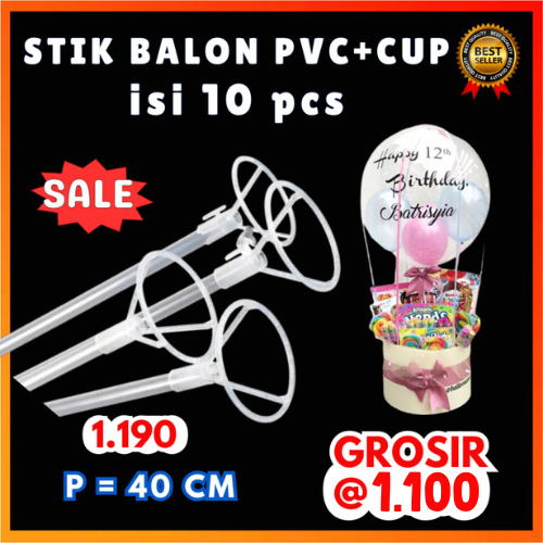 Jual 10 PCS - Stik Balon Besar / Bobo FOIL PVC Bening untuk Buket Balon ...