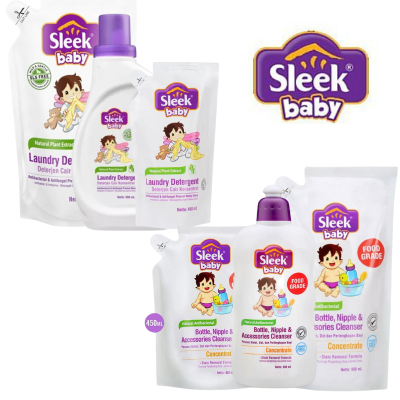 Jual Sleek Bottle, Botol Nipple, & Accessories Cleanser 900/450/150/500ml / Sleek Baby Laundry ...
