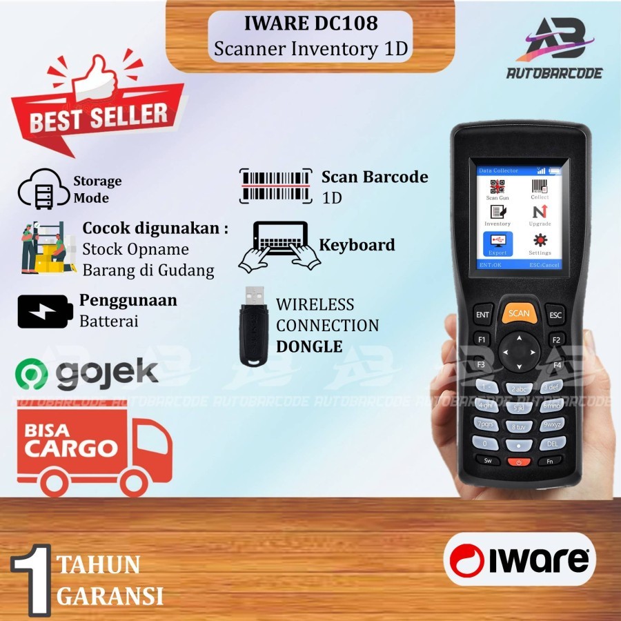 Jual Scanner Wireless Iware DC108 Stok Opname Barcode 1D Mini Stok Data ...