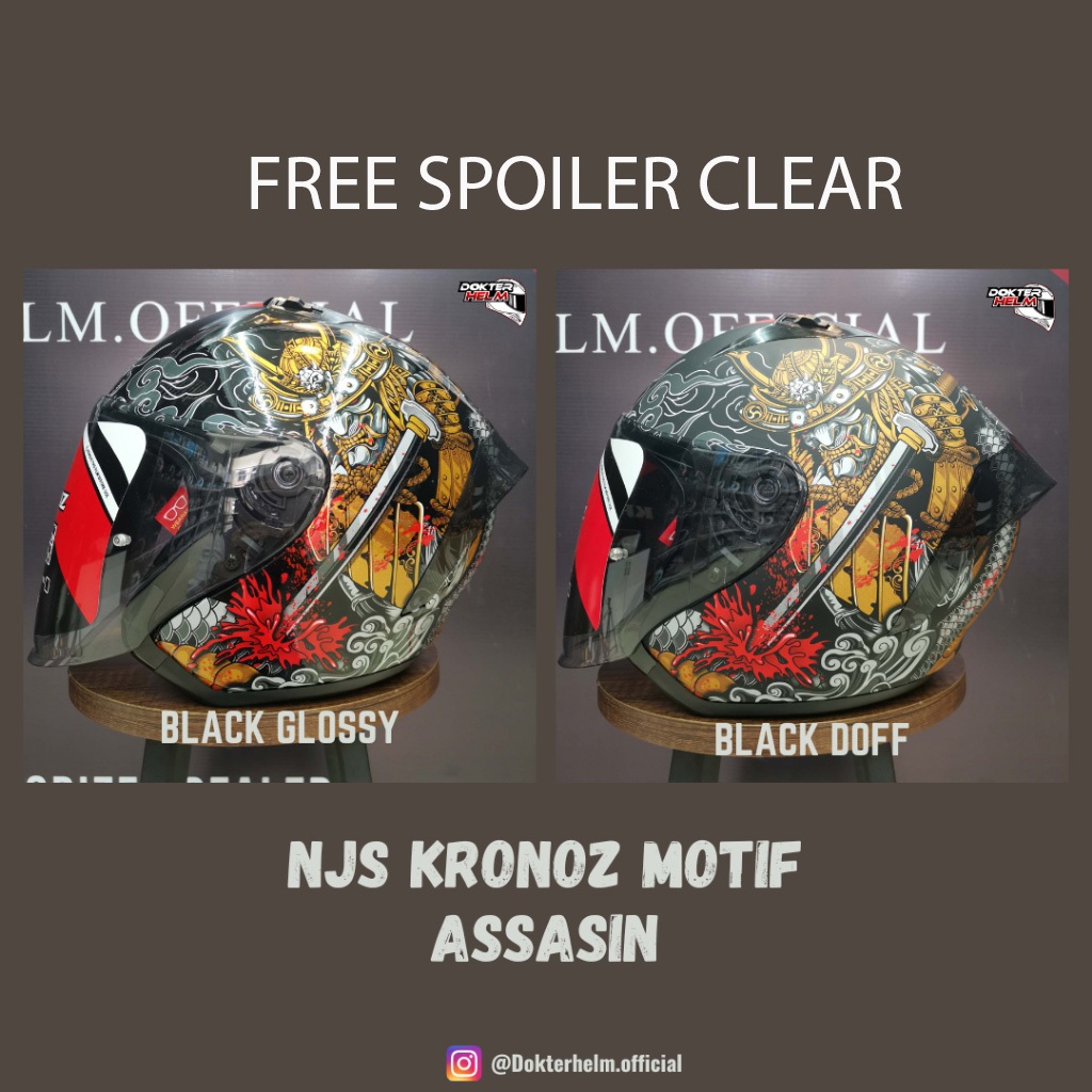 Jual NJS KRONOZ ASSASSIN - Helm Half Face Flat Visor | Shopee Indonesia
