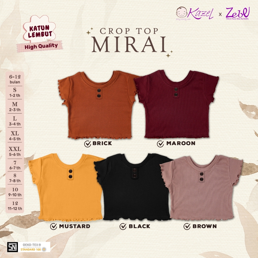 Jual Kazel x Zebe Mirai Crop Top - Button (1Pcs) 6Bulan - 12Tahun ...