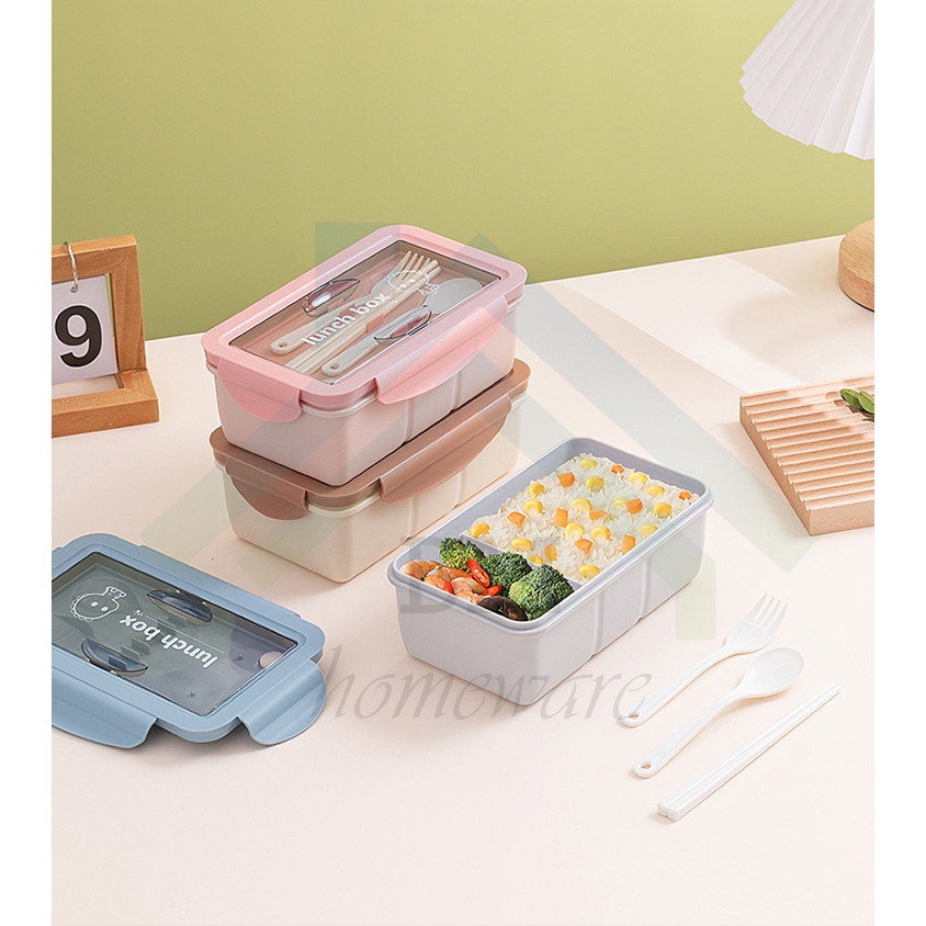 Jual Lunch Box Set 1000ml / Kotak Makan Siang Anak dan Dewasa Free Alat ...